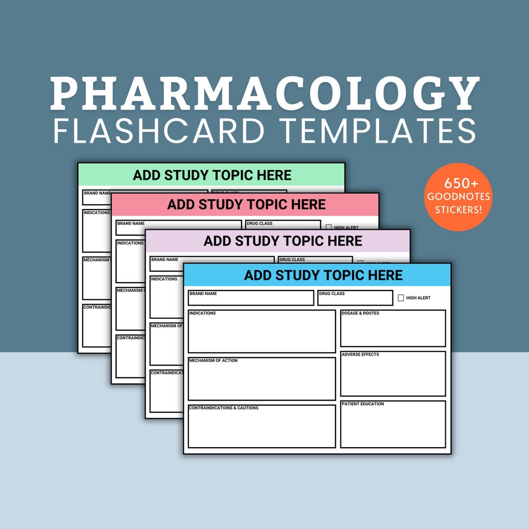 Pharmacology Flashcard Template, Nursing Student Drug Flashcard ...