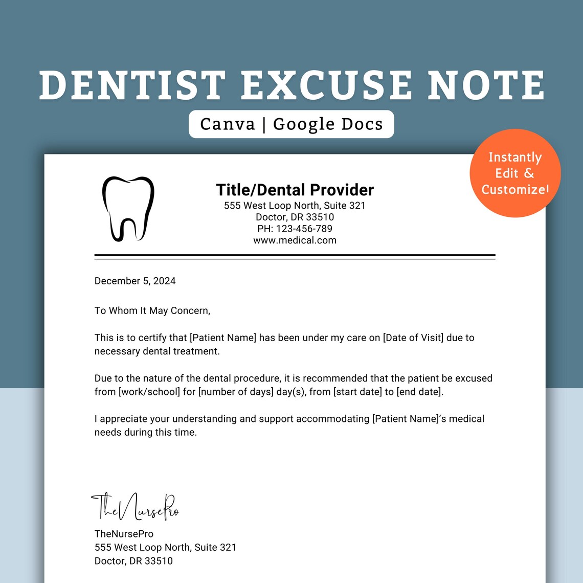 Dentist Excuse Note Template, Excuse Note Template, Dentist Excuse ...
