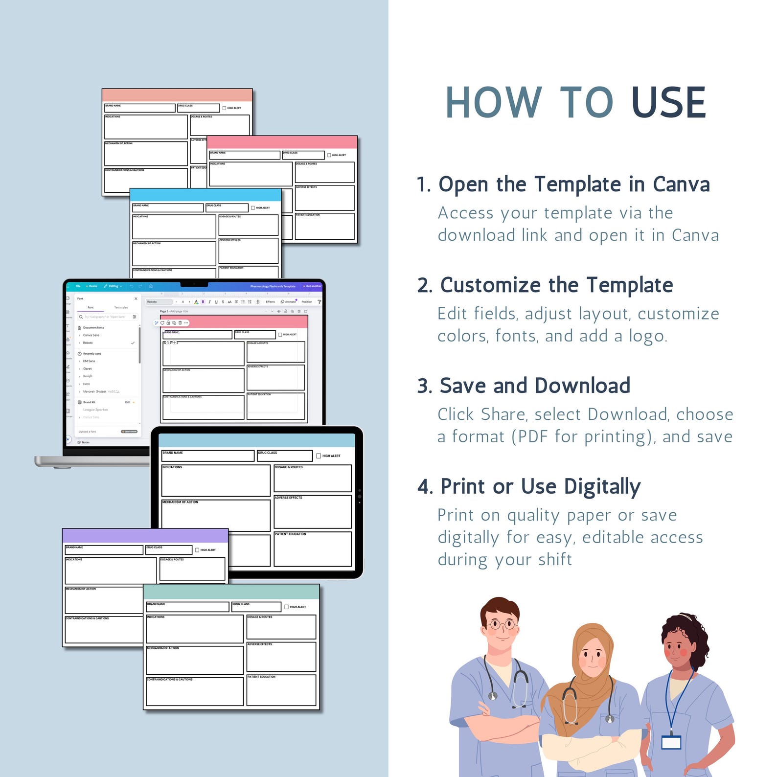 Pharmacology Flashcard Template, Nursing Student Drug Flashcard ...