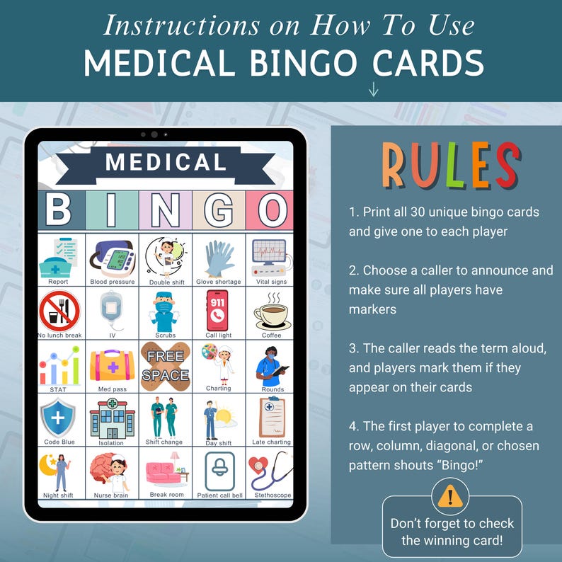 Medical Bingo, Nurse Bingo Cards, Nurse Week Games, Nursing School ...