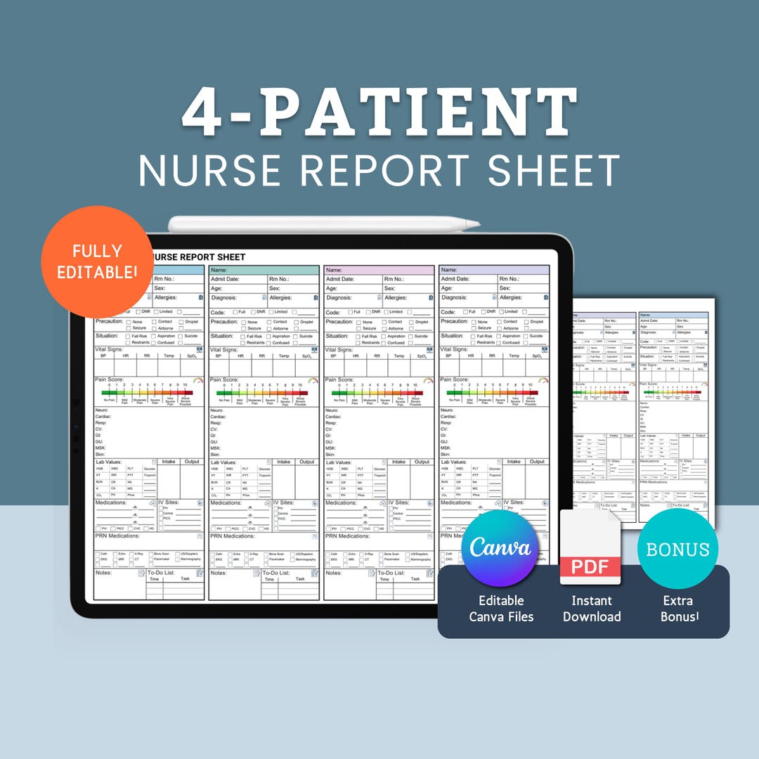 CNA Report Sheet, CNA Brain Sheet, CNA Report Sheet Med Surg, Cna Icu ...