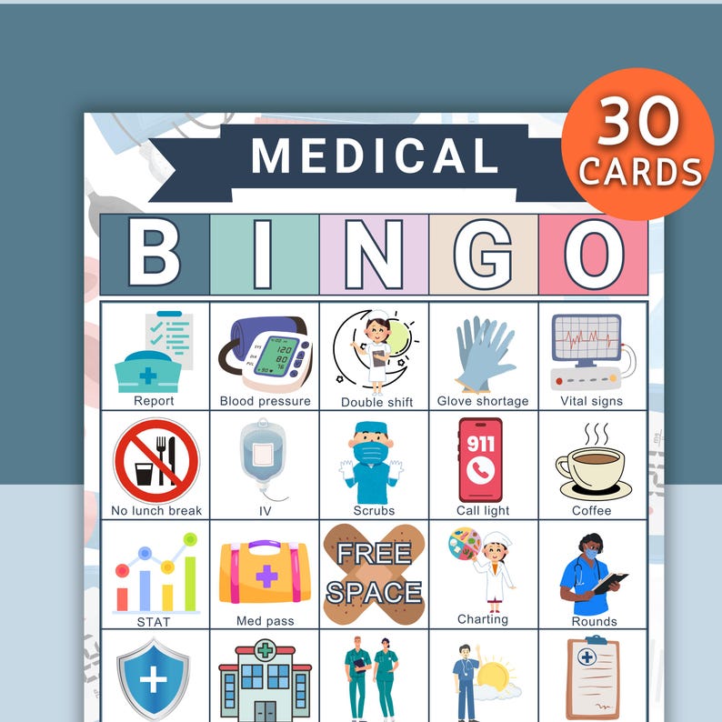 Medical Bingo, Nurse Bingo Cards, Nurse Week Games, Nursing School ...