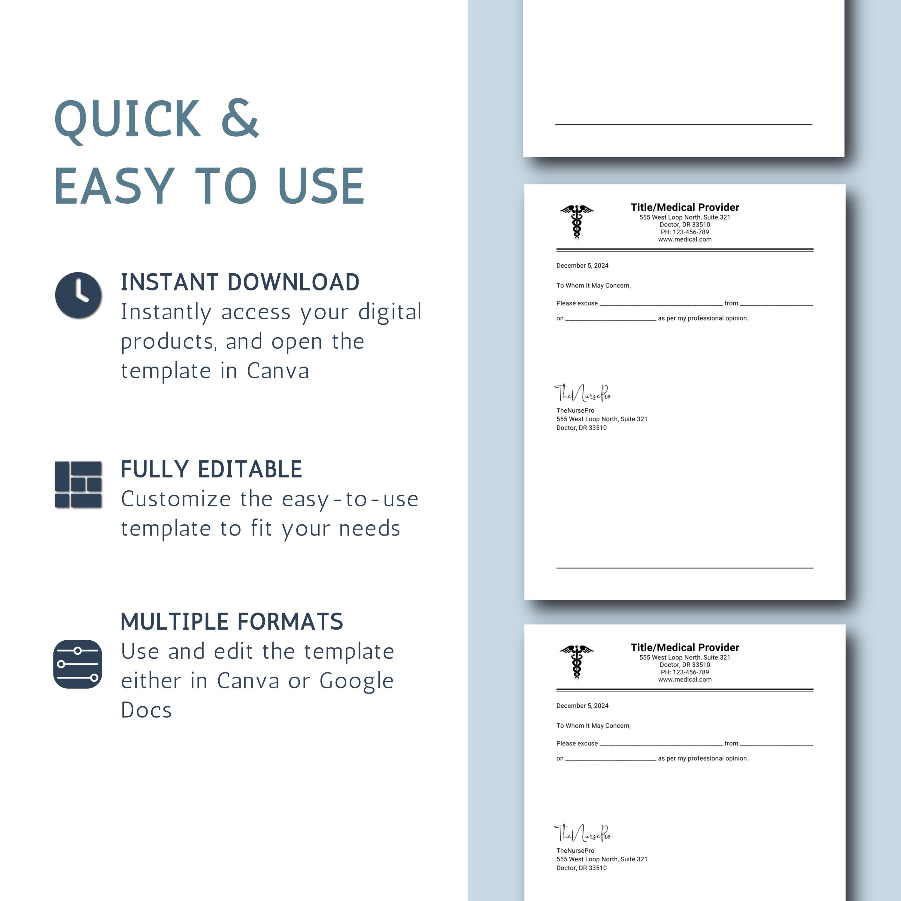 Editable Doctor Excuse Note, Medical Excuse Note, Excuse Letter ...