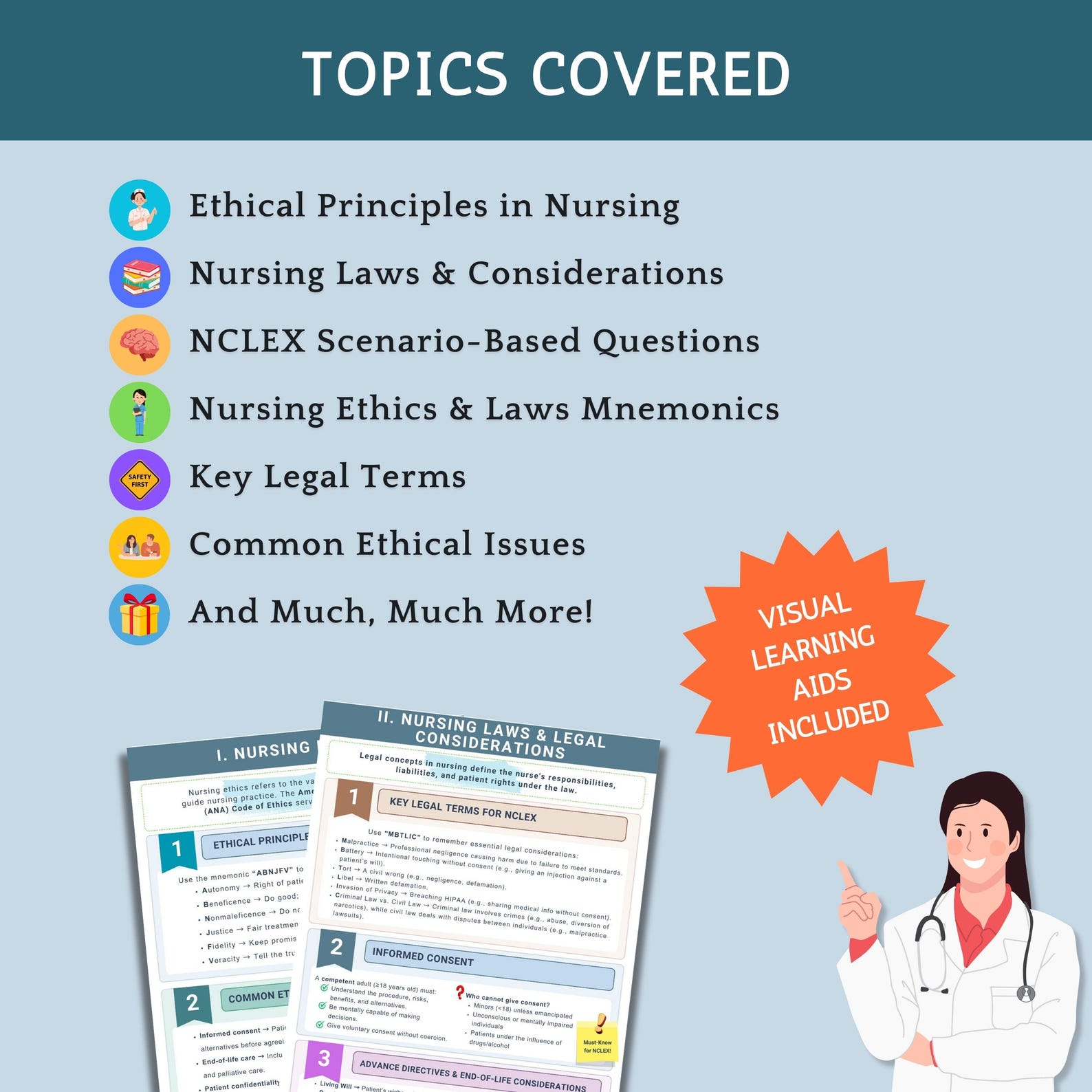 Nursing Ethics & Laws Cheat Sheet: NCLEX Study Guide (PDF Download) - Etsy