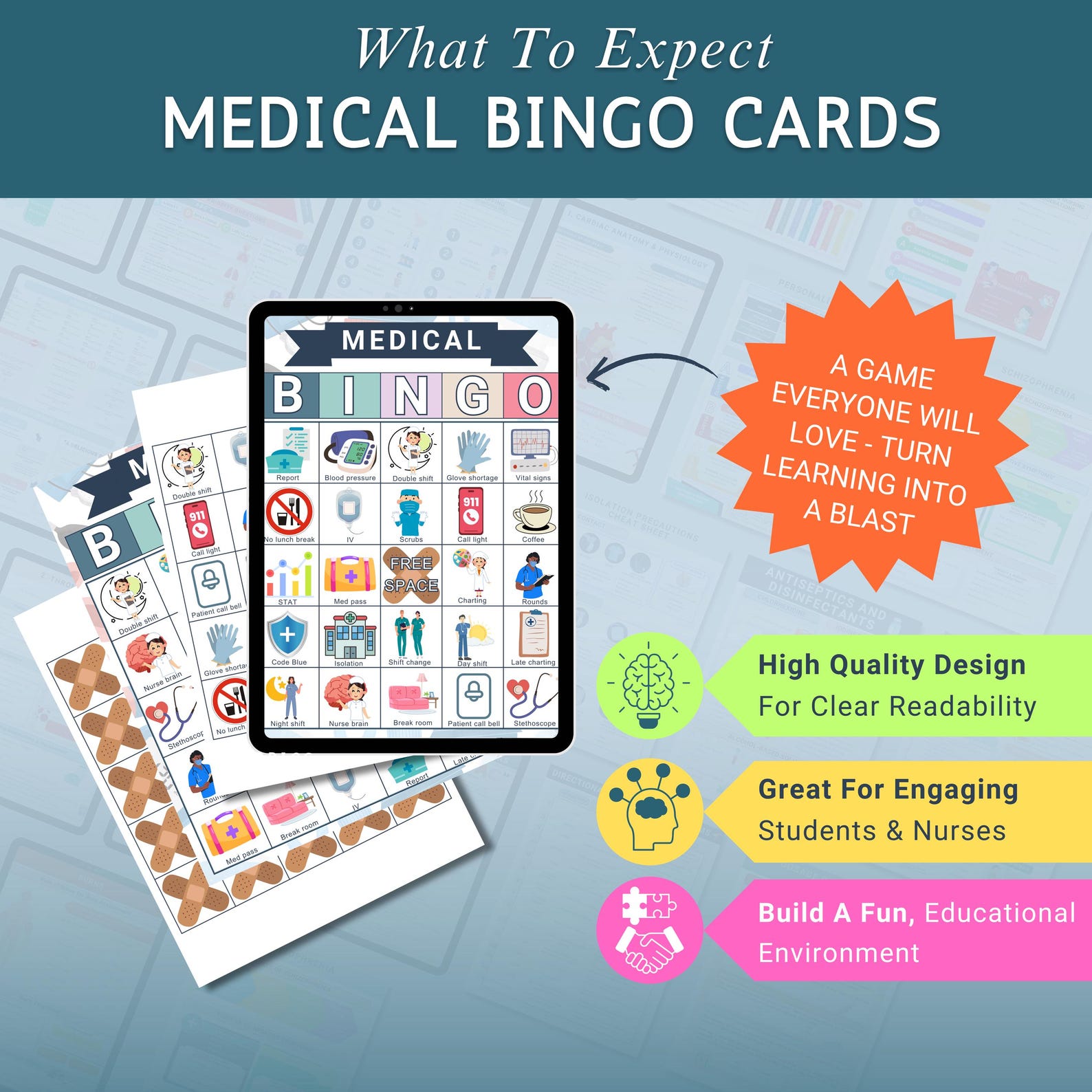 Medical Bingo, Nurse Bingo Cards, Nurse Week Games, Nursing School ...