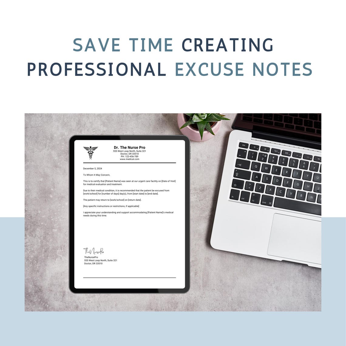 Editable Urgent Care Excuse Note, Medical Excuse Note, Excuse Letter ...