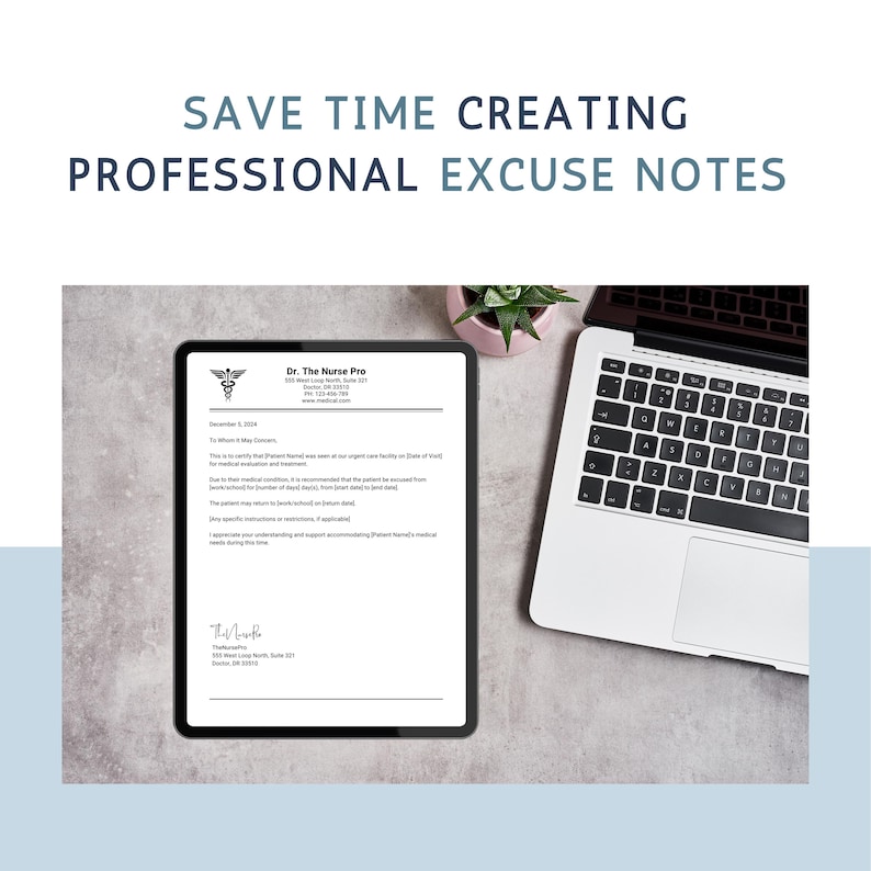 Editable Urgent Care Excuse Note, Medical Excuse Note, Excuse Letter ...