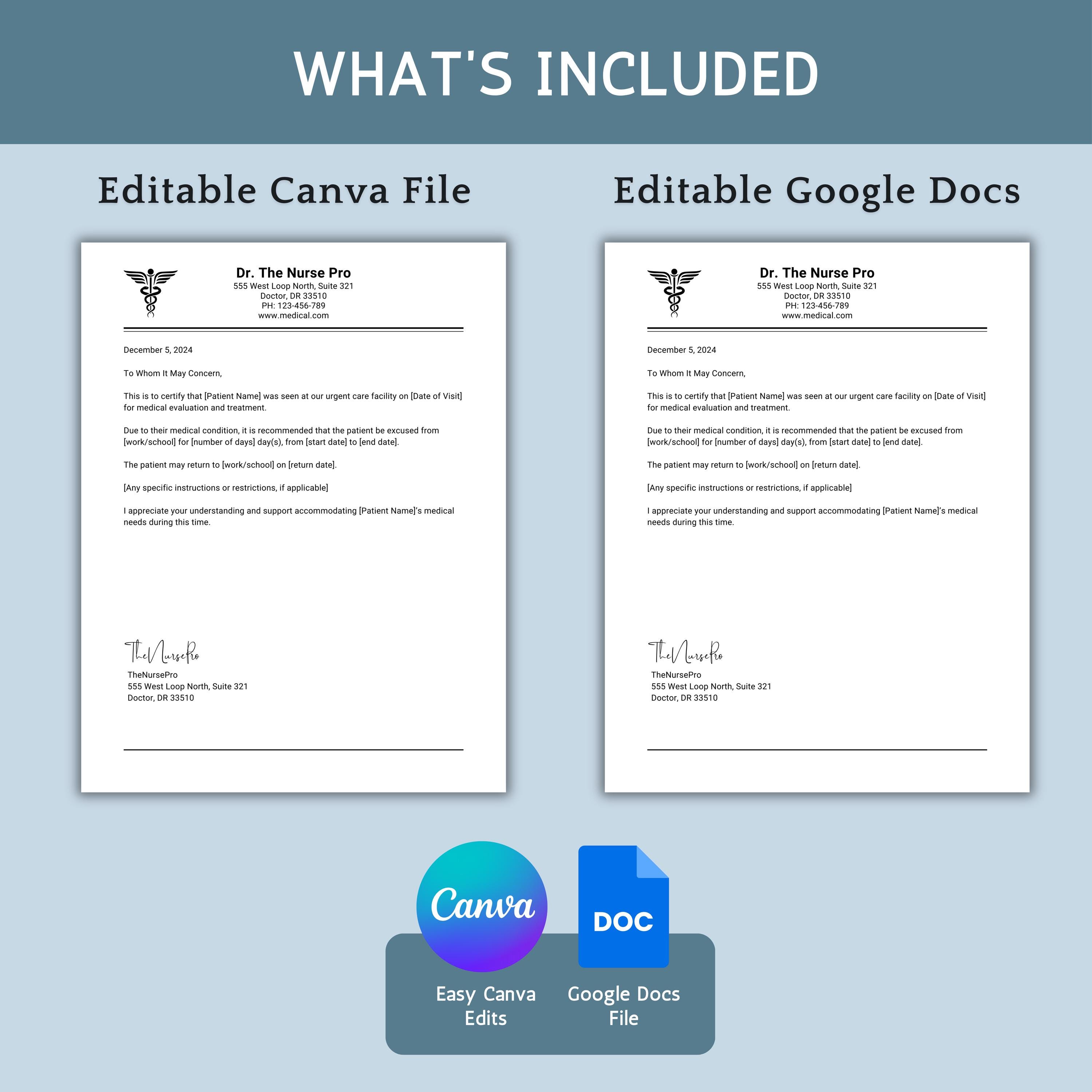 Editable Urgent Care Excuse Note, Medical Excuse Note, Excuse Letter ...