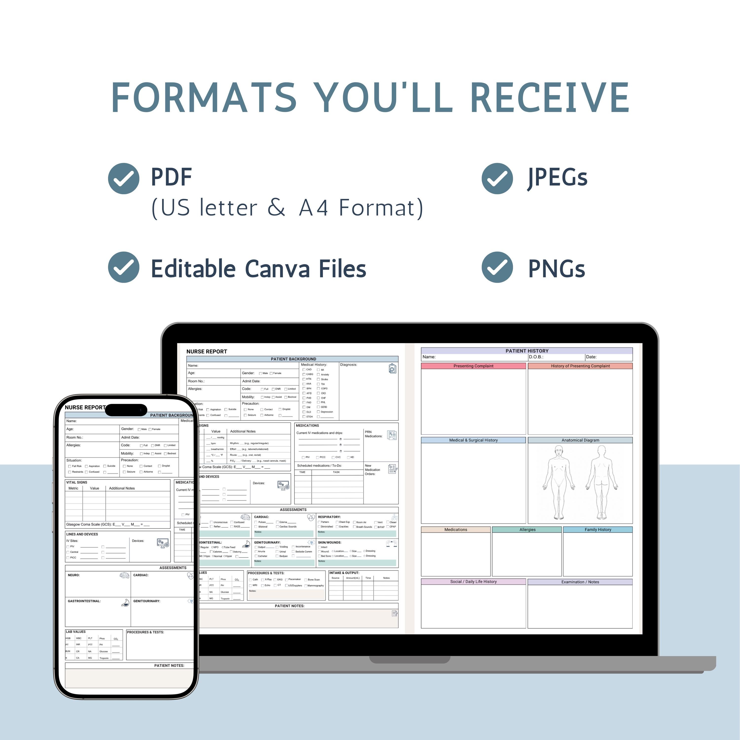 Editable Nursing Report Sheet, ICU Nurse Report Sheet, Nurse Brain, ICU ...