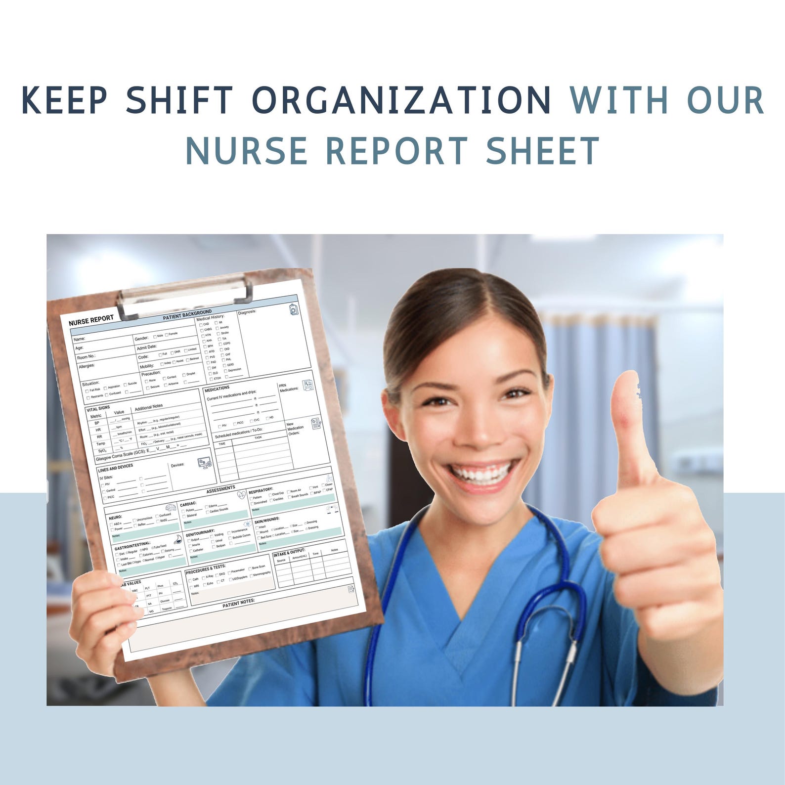 Editable Nursing Report Sheet, ICU Nurse Report Sheet, Nurse Brain, ICU ...