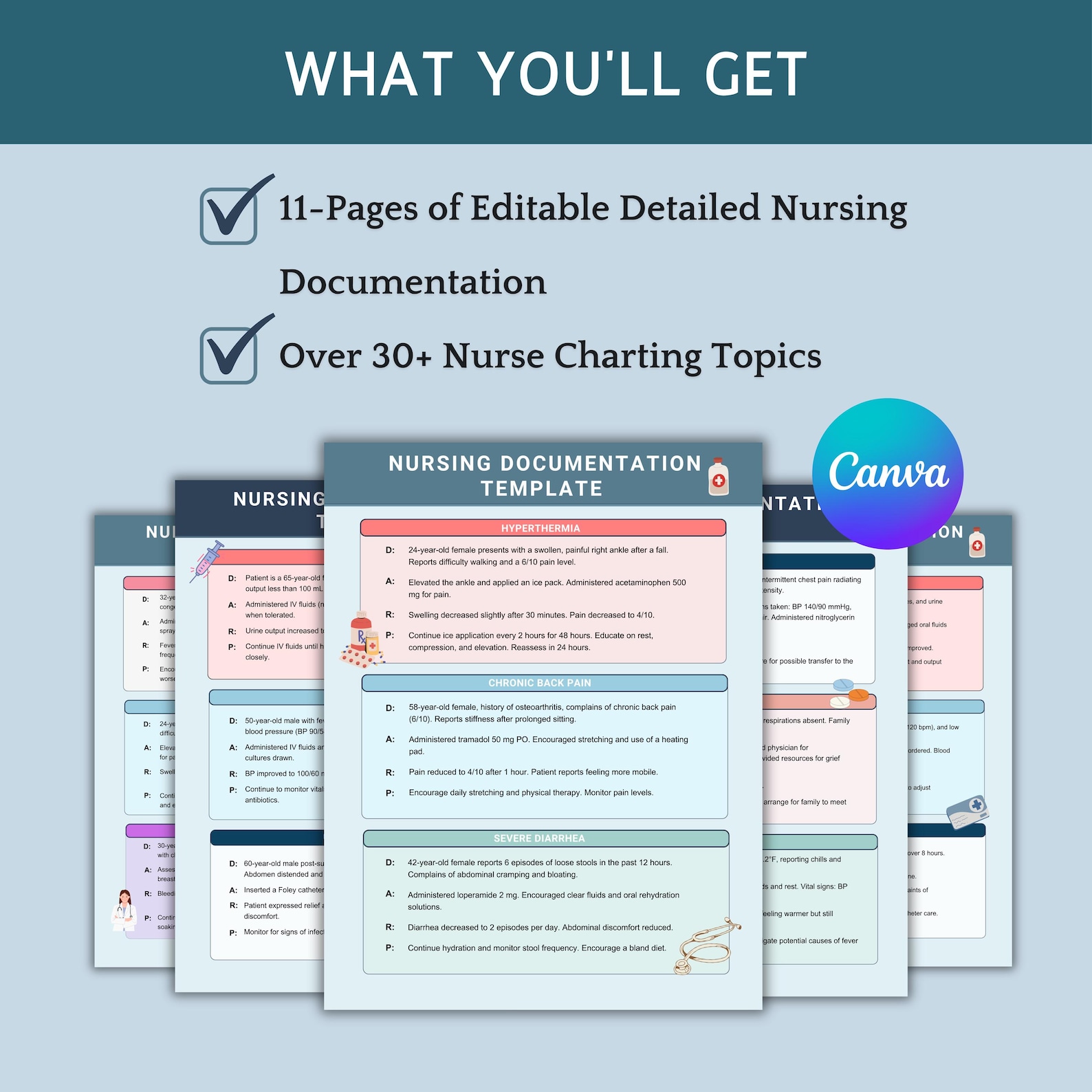 Nursing Documentation Template, Nurse Charting Guide, Documentation ...