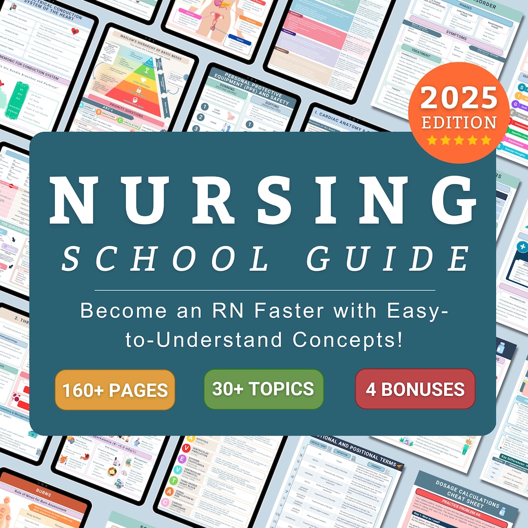 NCLEX Study Guide Bundle: Nursing School Notes, RN Exam Prep (digital ...