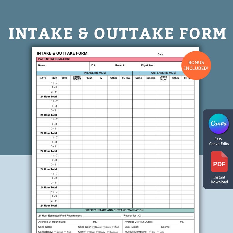 Patient Intake Form, Medical Form, Medical Homecare Forms, Client ...