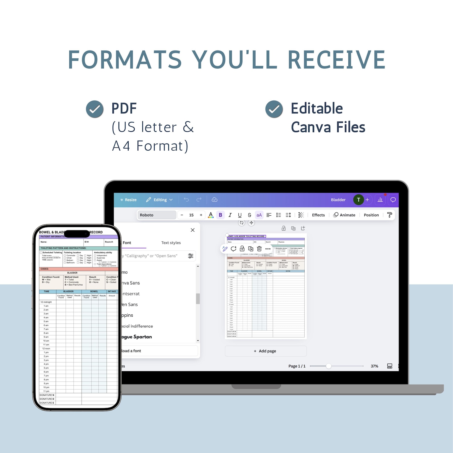 Bladder & Bowel Toileting Record Form, Bowel Symptoms Form, Bowel Form ...