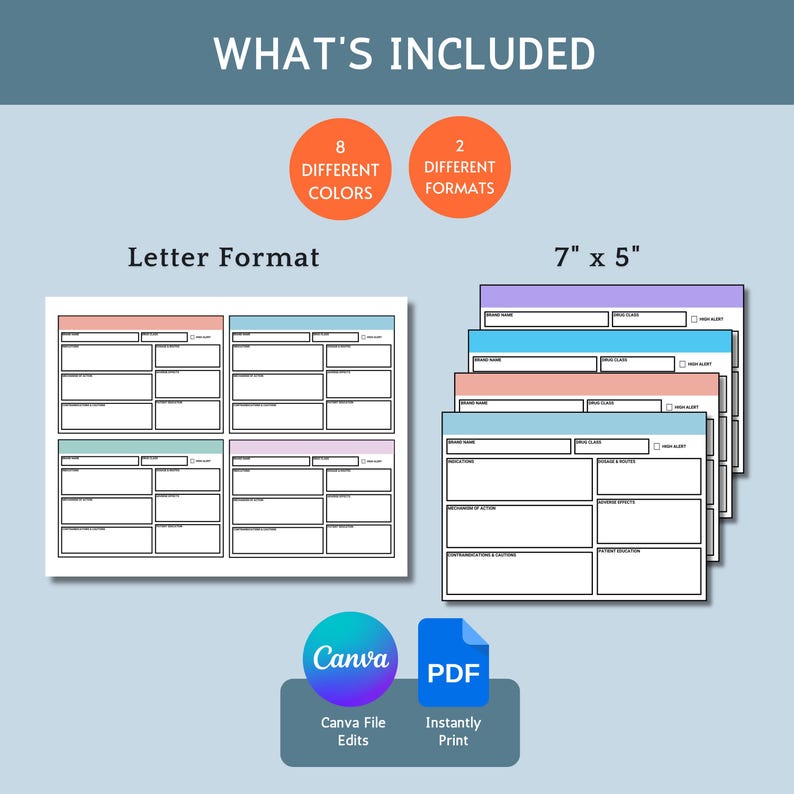 Pharmacology Flashcard Template, Nursing Student Drug Flashcard ...