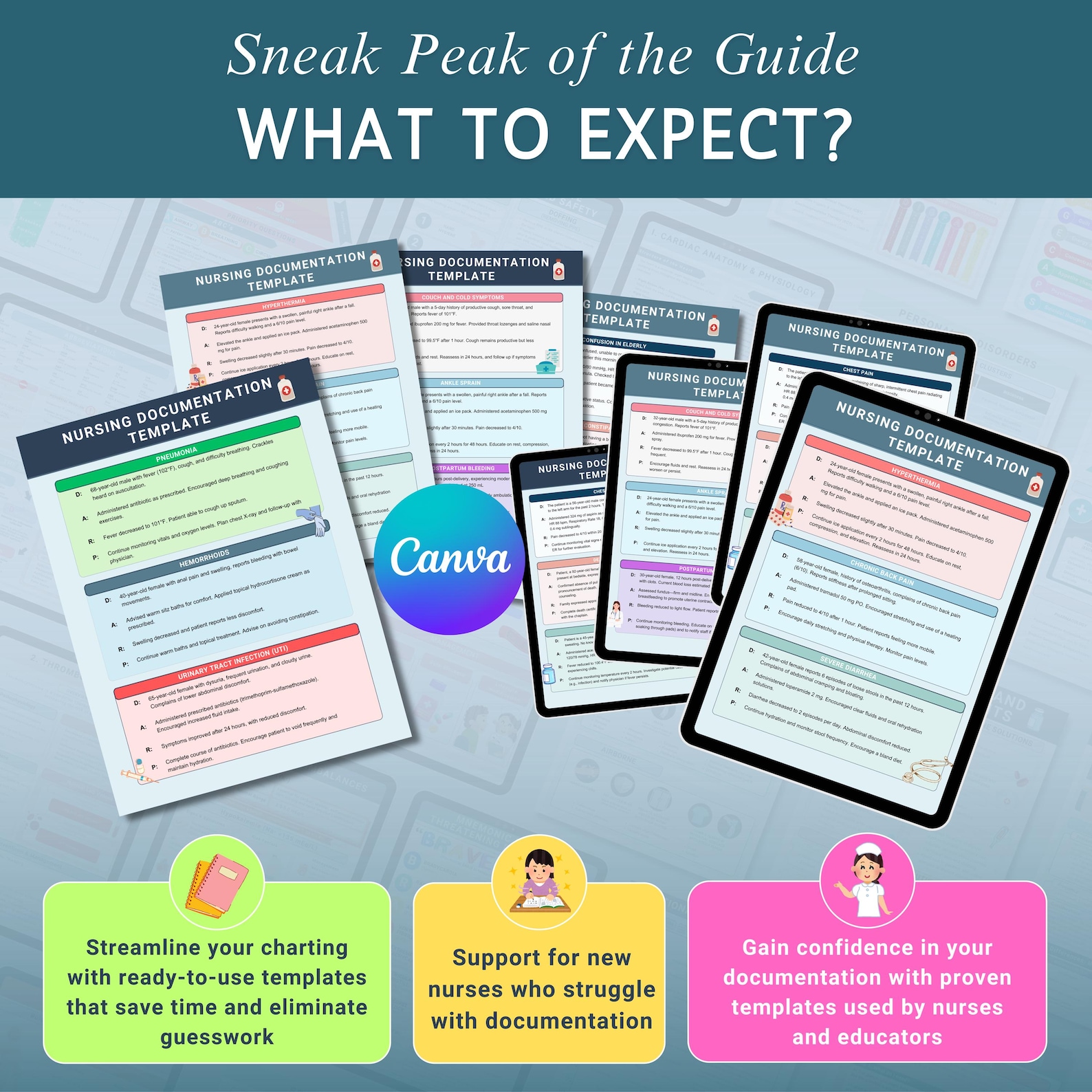 Nursing Documentation Template, Nurse Charting Guide, Documentation ...