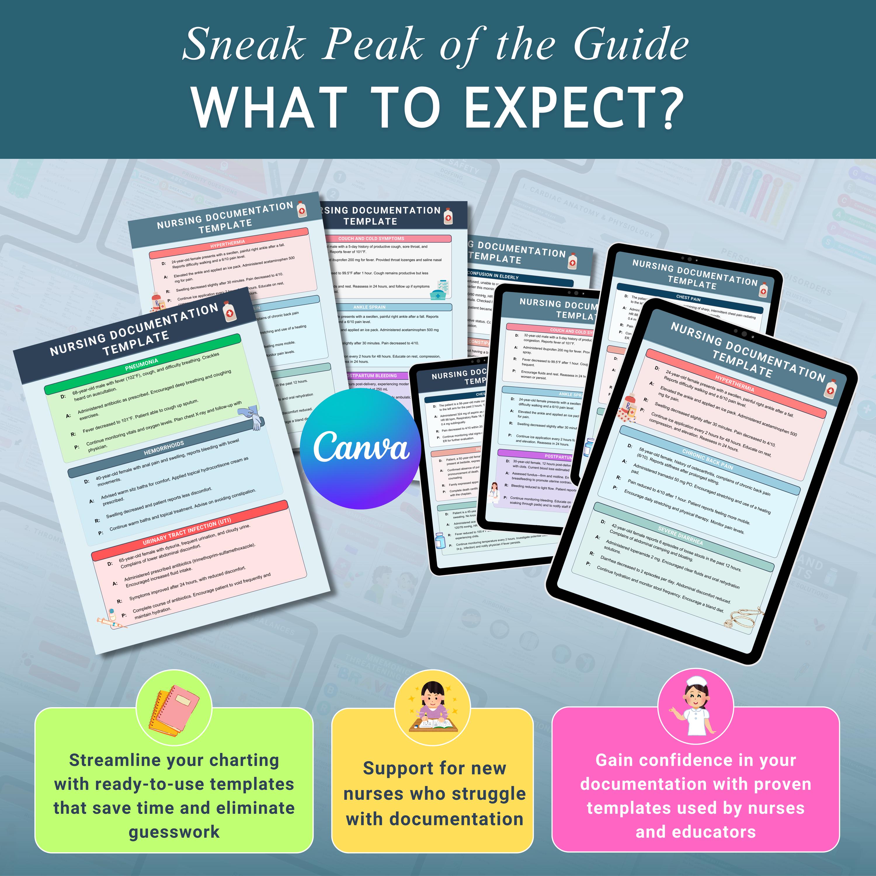 Nursing Documentation Template, Nurse Charting Guide, Documentation ...