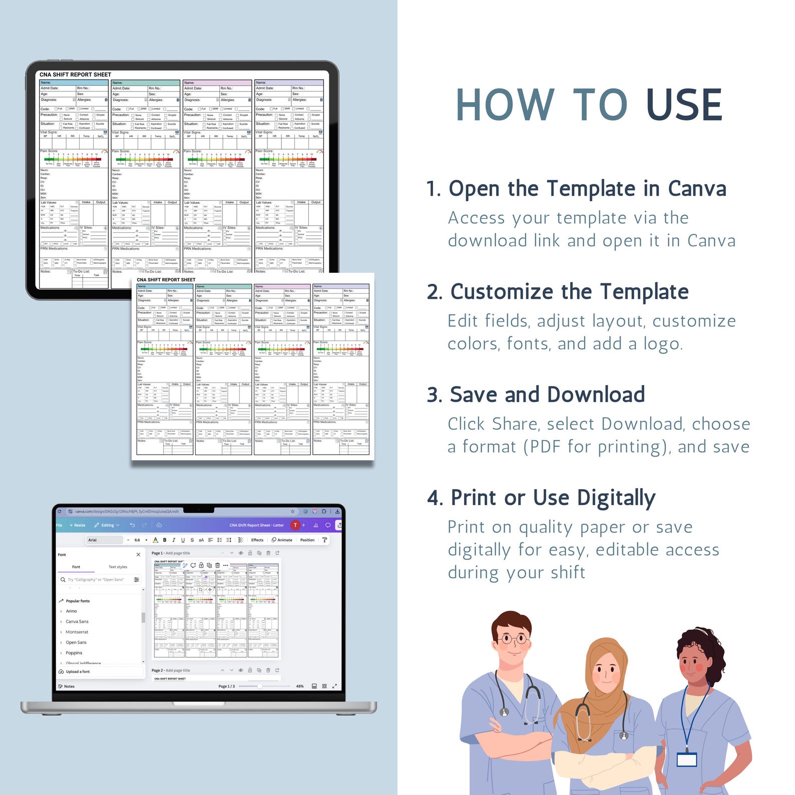 CNA Report Sheet, CNA Brain Sheet, Cna Report Sheet Med Surg, Cna ICU ...