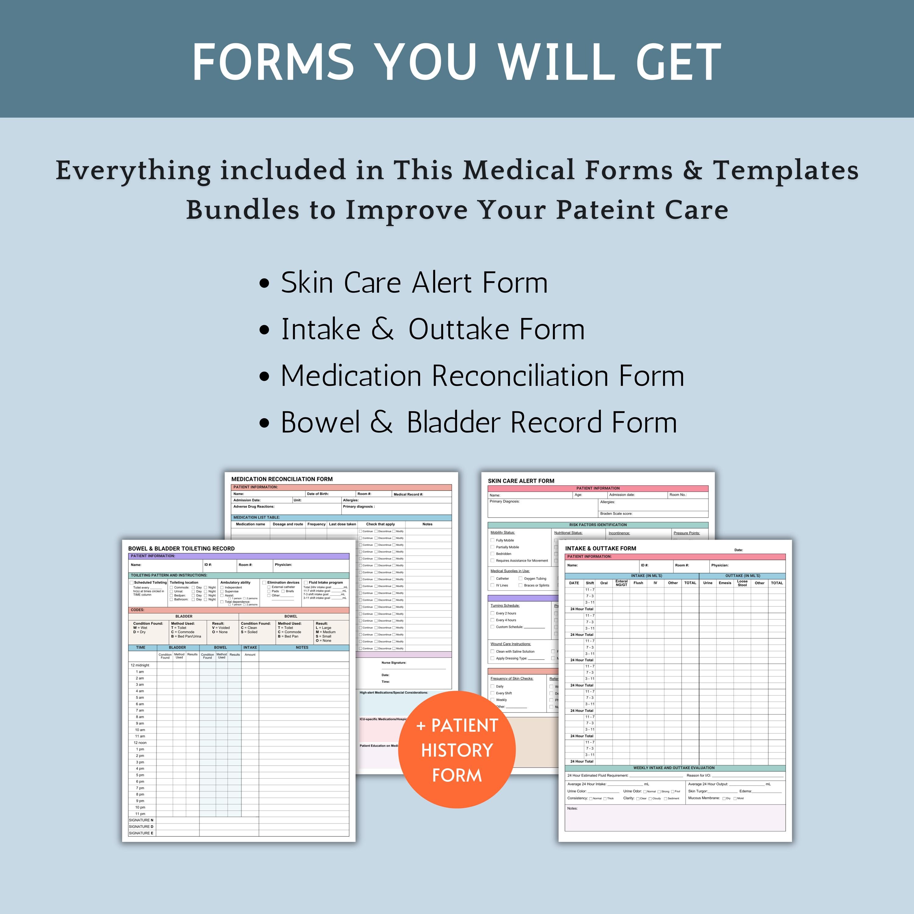Medical Intake & Patient Information Template Bundle, Healthcare ...