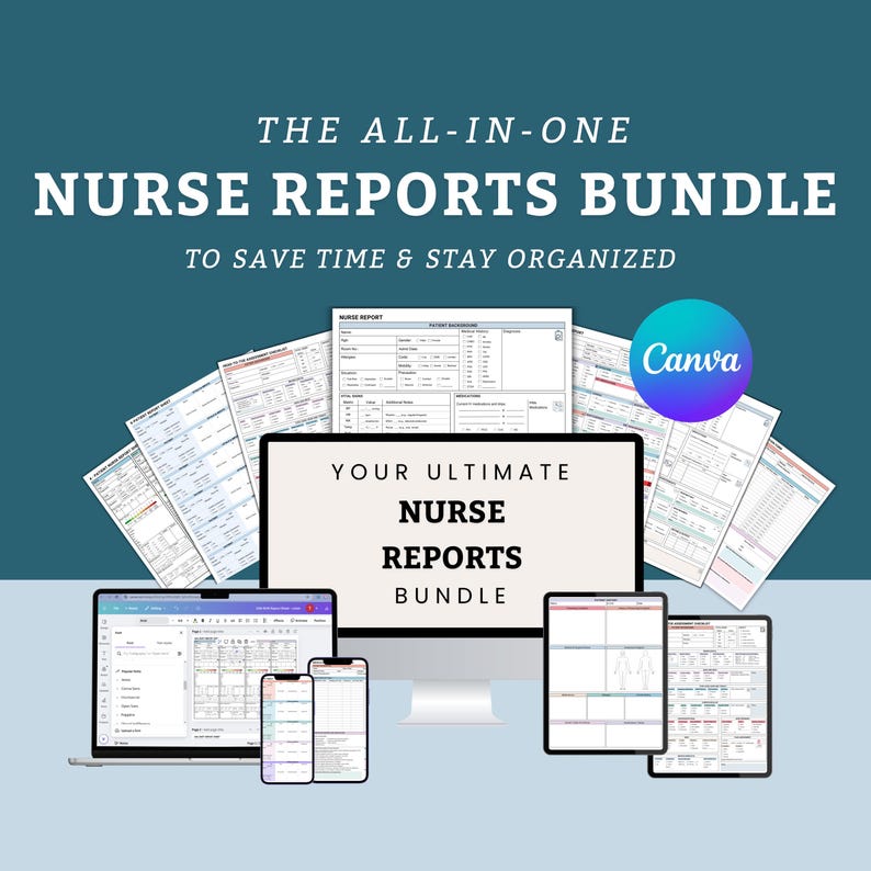 Editable Nurse Report Sheets Bundle, ICU Nurse Report Sheet, Head-to ...