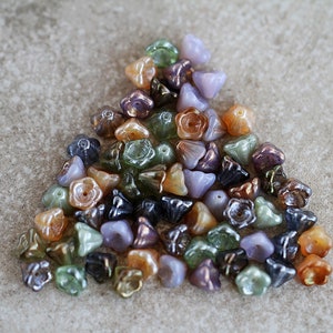 110 Soft Purple Sage Bell Flower Beads 6x8mm MIX Czech Glass Beads for ...