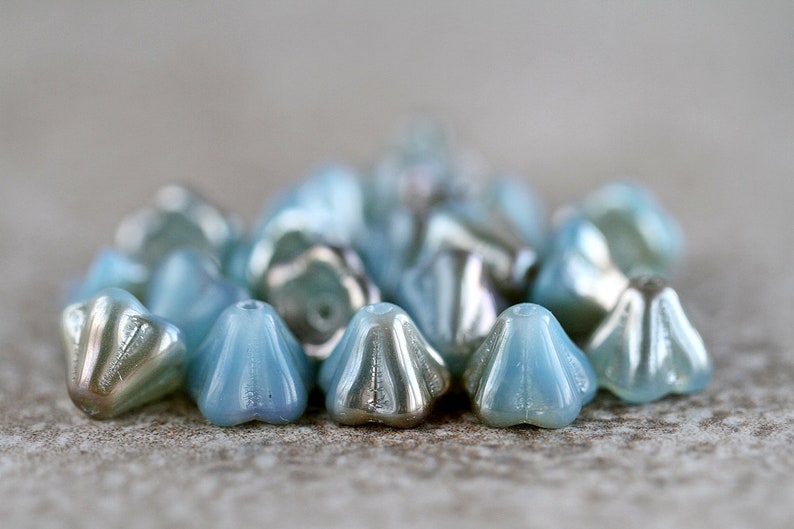 30 Pastel Blue Opal Celsian Bell Flower Beads 6x8mm DIY Czech - Etsy UK