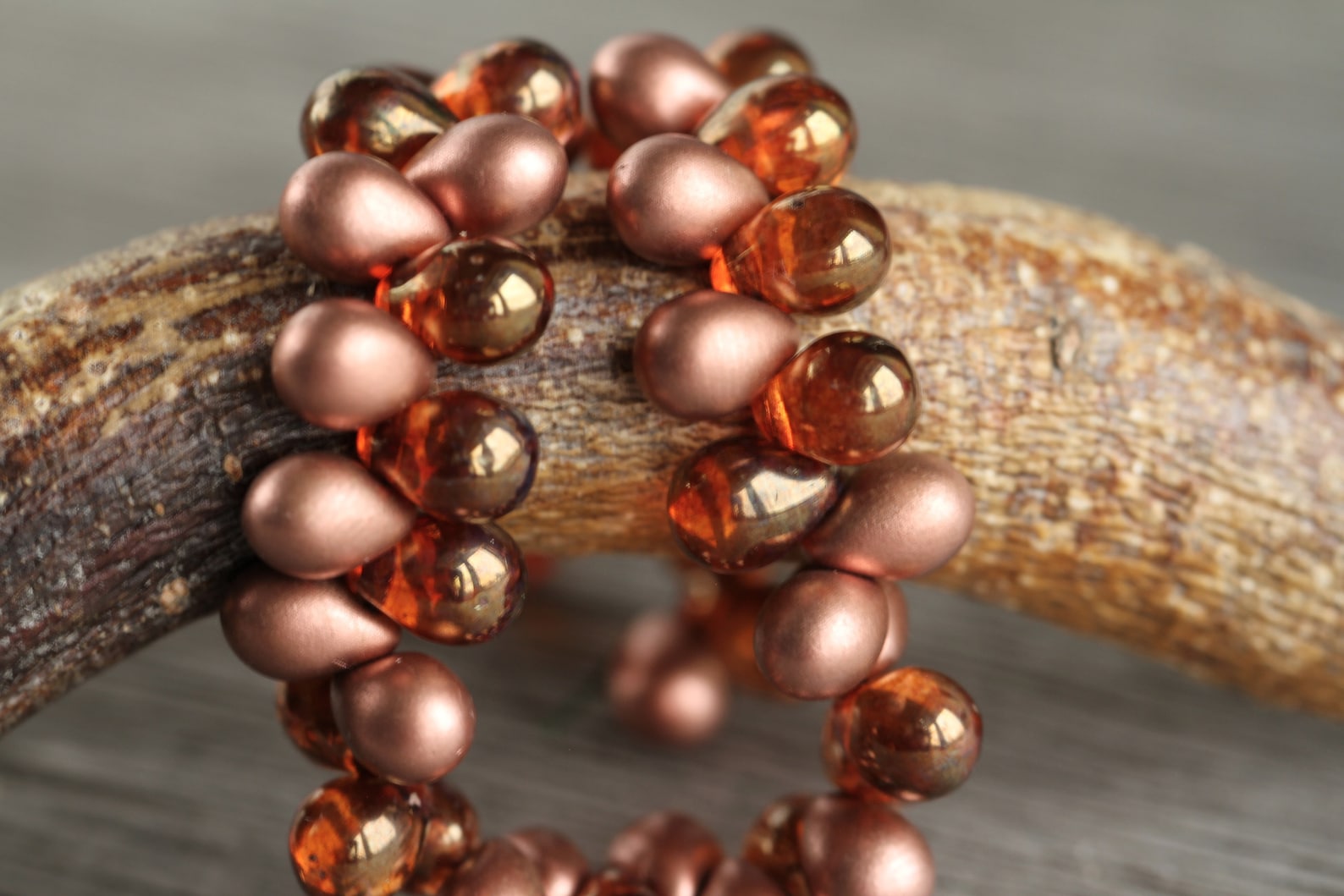 100 Bronzed Amber & Matte Copper Lustred Clear Glass Teardrop - Etsy