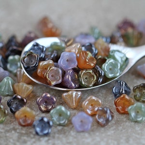 110 Soft Purple Sage Bell Flower Beads 6x8mm MIX Czech Glass Beads for ...