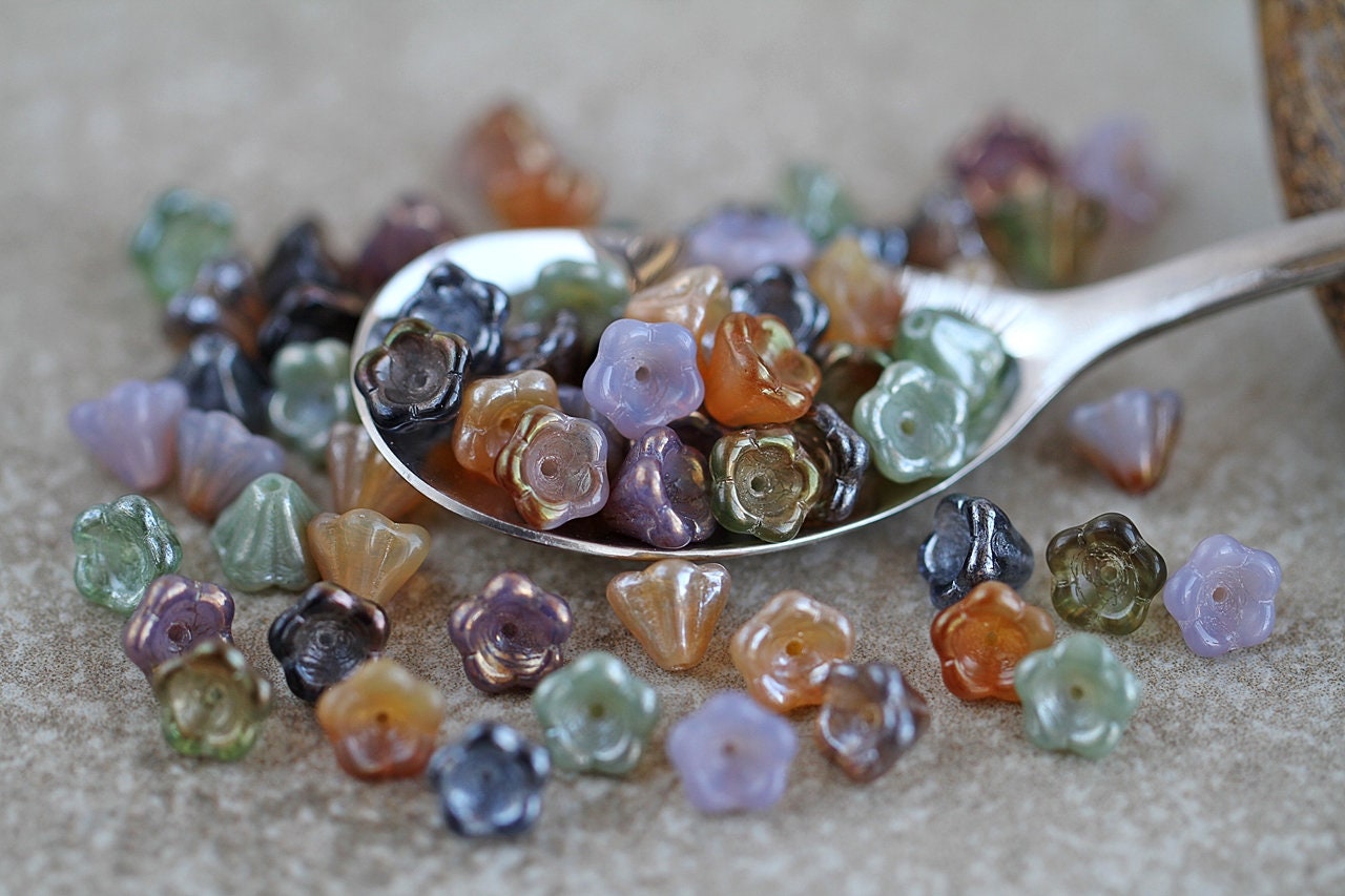 110 Soft Purple Sage Bell Flower Beads 6x8mm MIX Czech Glass | Etsy