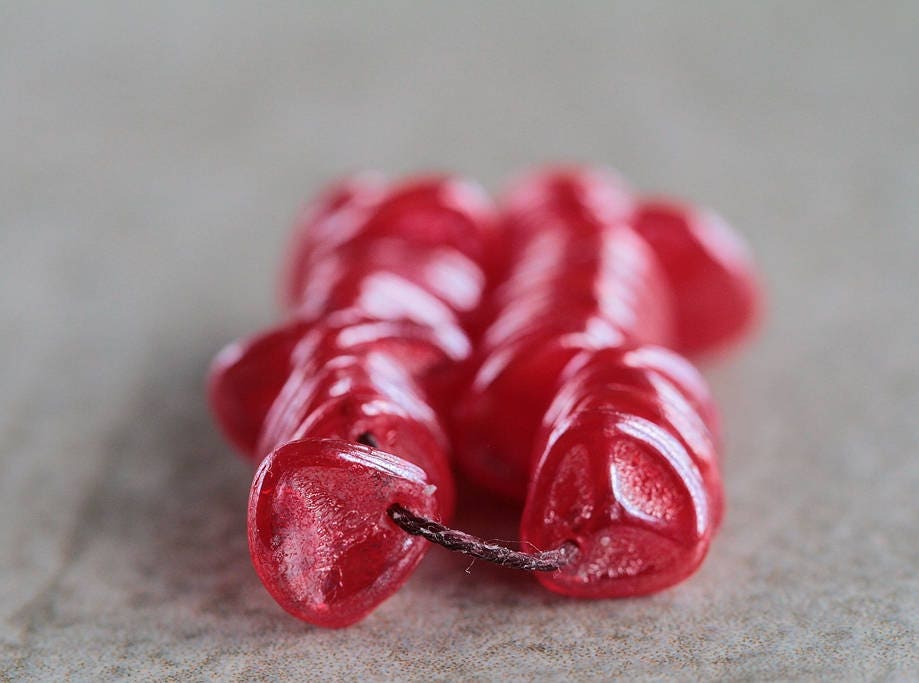 100 Lustred Opal Red ROSE PETAL Beads 8x7mm Czech Glass Beads for ...