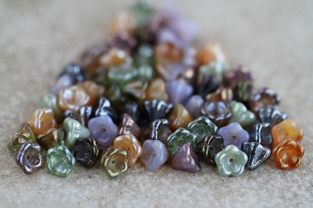 110 Soft Purple Sage Bell Flower Beads 6x8mm MIX Czech Glass Beads for ...