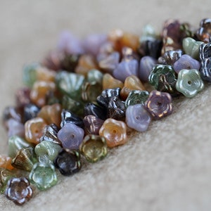 110 Soft Purple Sage Bell Flower Beads 6x8mm MIX Czech Glass Beads for ...