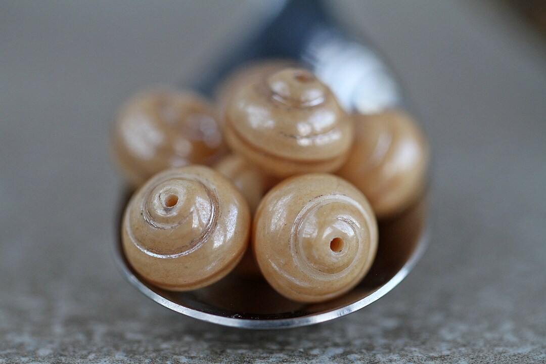 15 Lustred Buff Brown Glass Snail Beads 12mm Czech Glass Beads for ...