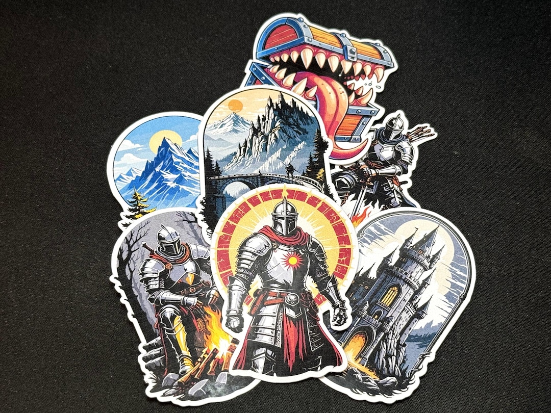 Medieval Fantasy Sticker Set - Knights, Mimic & Scenery in Matte/gloss ...