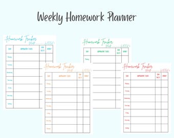 WEEKLY HOMEWORK PLANNER - Etsy