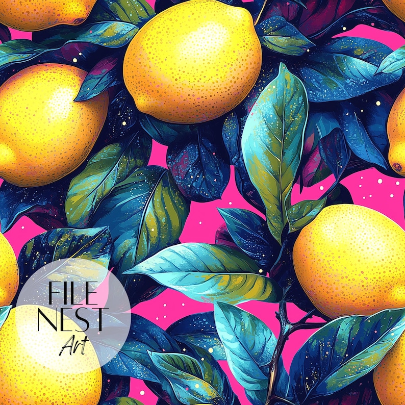 Summer Lemon Seamless Pattern: Bright Citrus Fabric, Tumbler Design ...