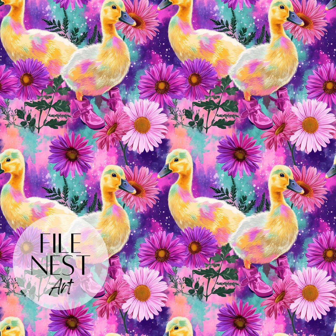 Seamless Ducks in Wellies Digital Pattern, Funky Digital Paper, Preppy ...