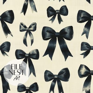Black Bows off White Background Digital Seamless Pattern Repeat Print ...