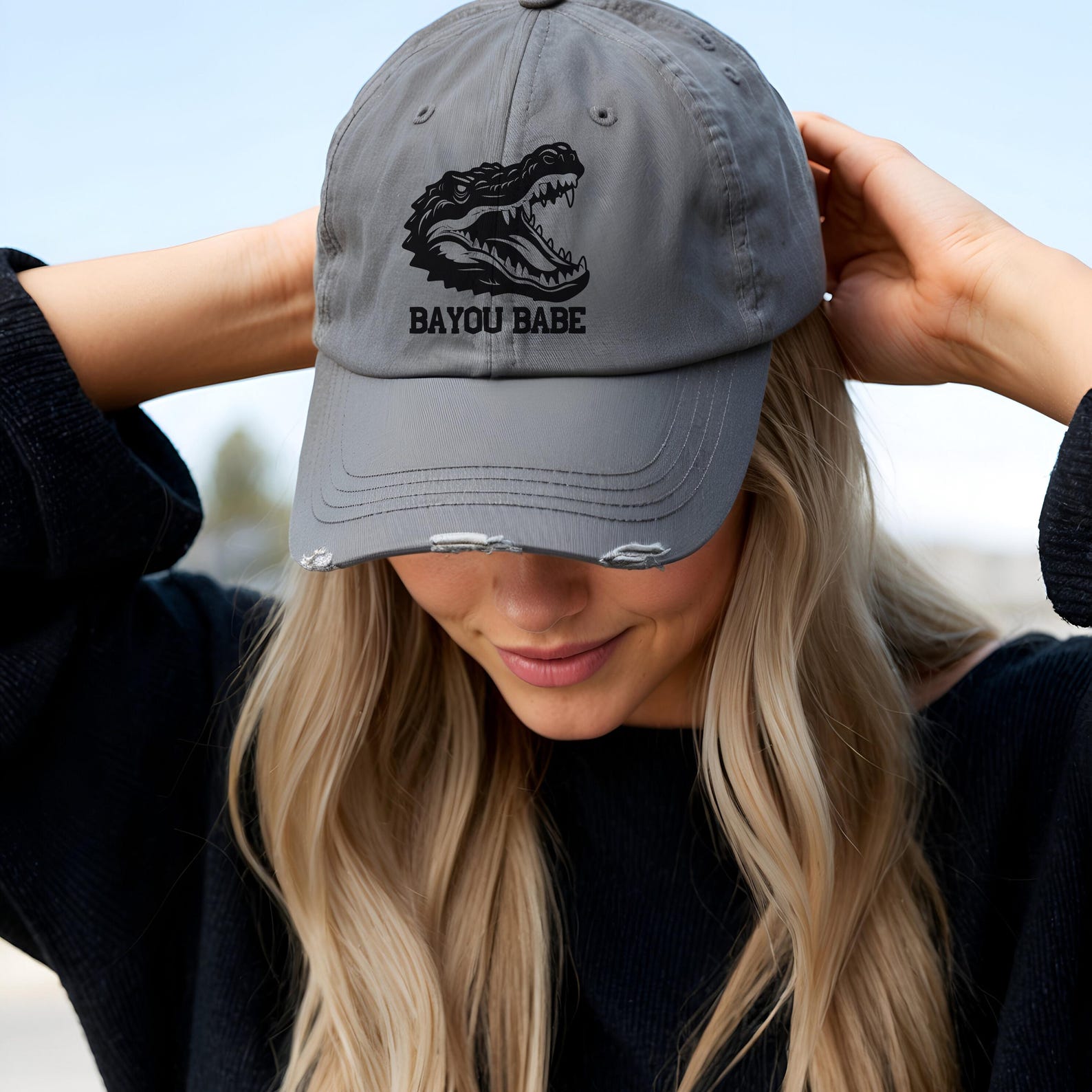 Bayou Babe, Bayou Babe Hat, Gator Hat, Alligator Hat, Flatbill Hat ...