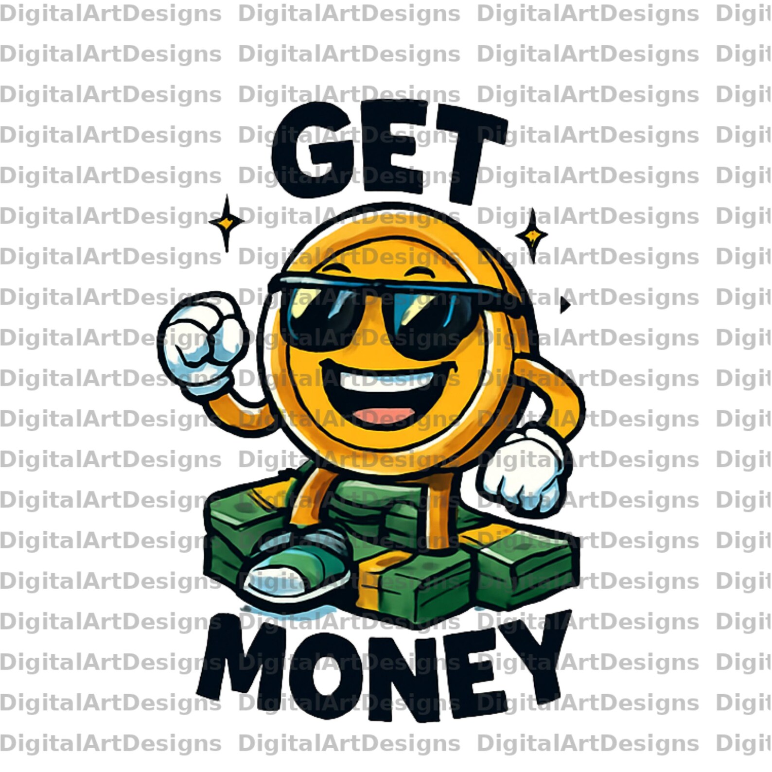 Get Money Cartoon 300 DPI .PNG – Hustle Digital Download, Funny ...