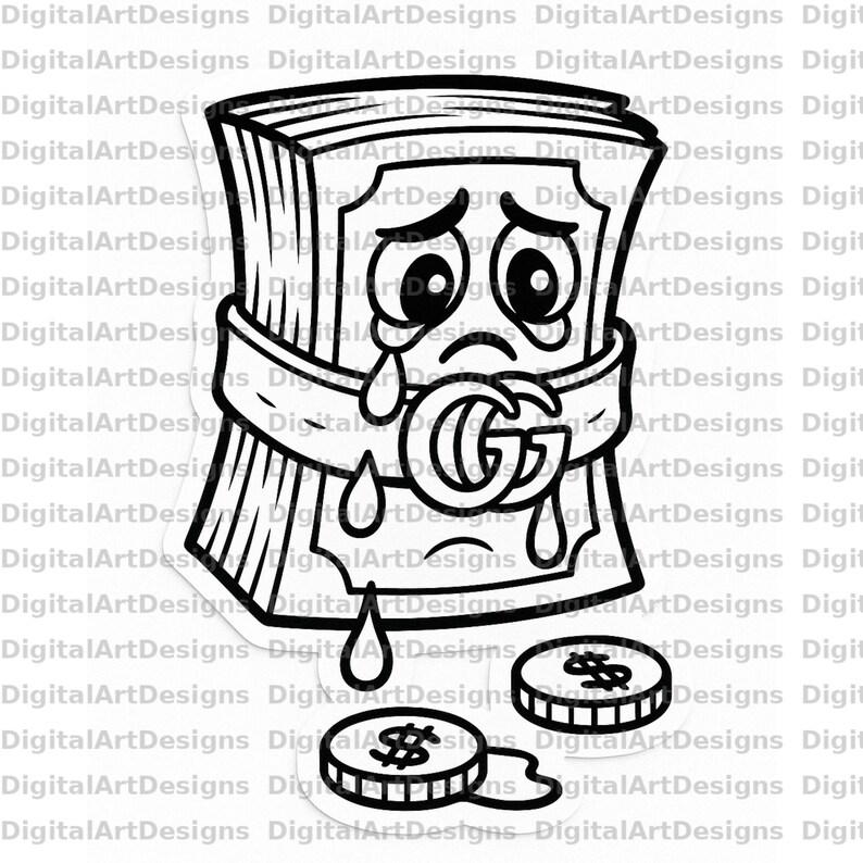 Crying Money Stack Sad Cash With Gucci-style Belt & Gold Coin Tears ...