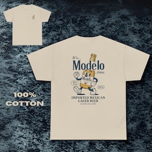 Modelo Time Beer T Shirt Vintage Cartoon Graphic Tee Imported Mexican ...