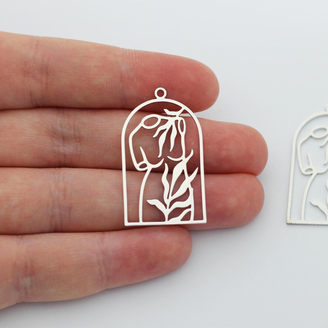 Silver Human Body Charm, Women Figure Body Charm Pendant, Rhodium ...