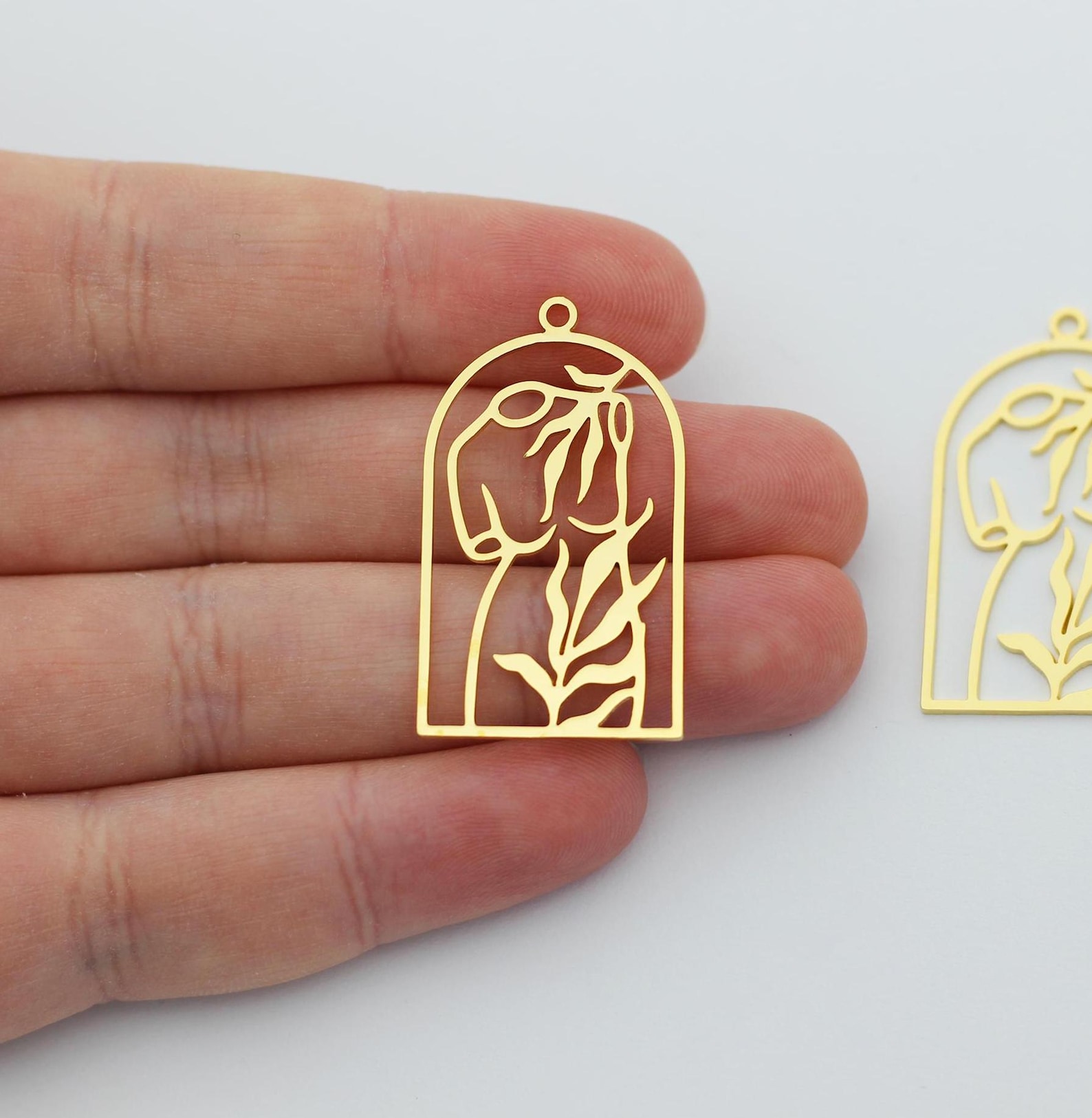 Gold Human Body Charm, Women Figure Body Charm Pendant, 24K Shiny Gold ...