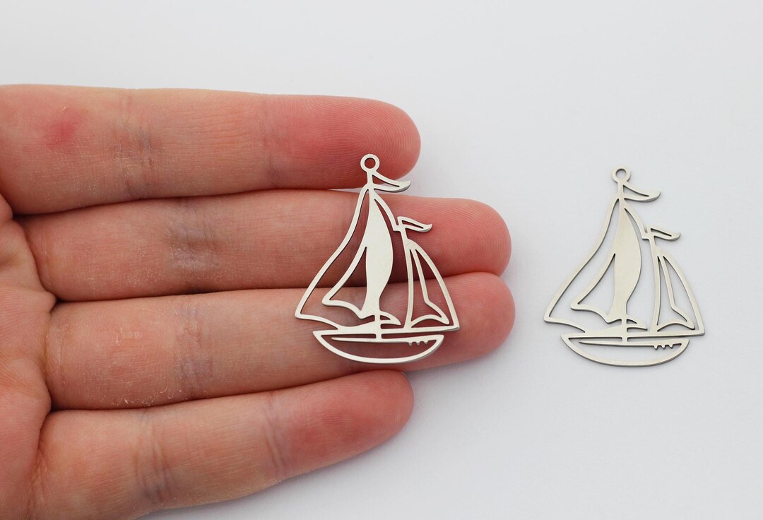 Stainless Steel Sailboat Charms, Boat Pendant, Steel Nautical Yacht ...
