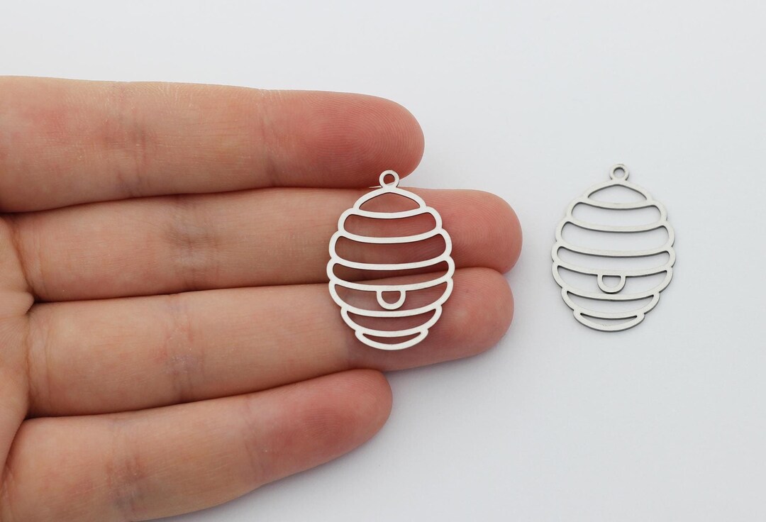 Stainless Steel Beehive Charm, Bee Charm, Bee Hive Pendant, Silver Tone ...