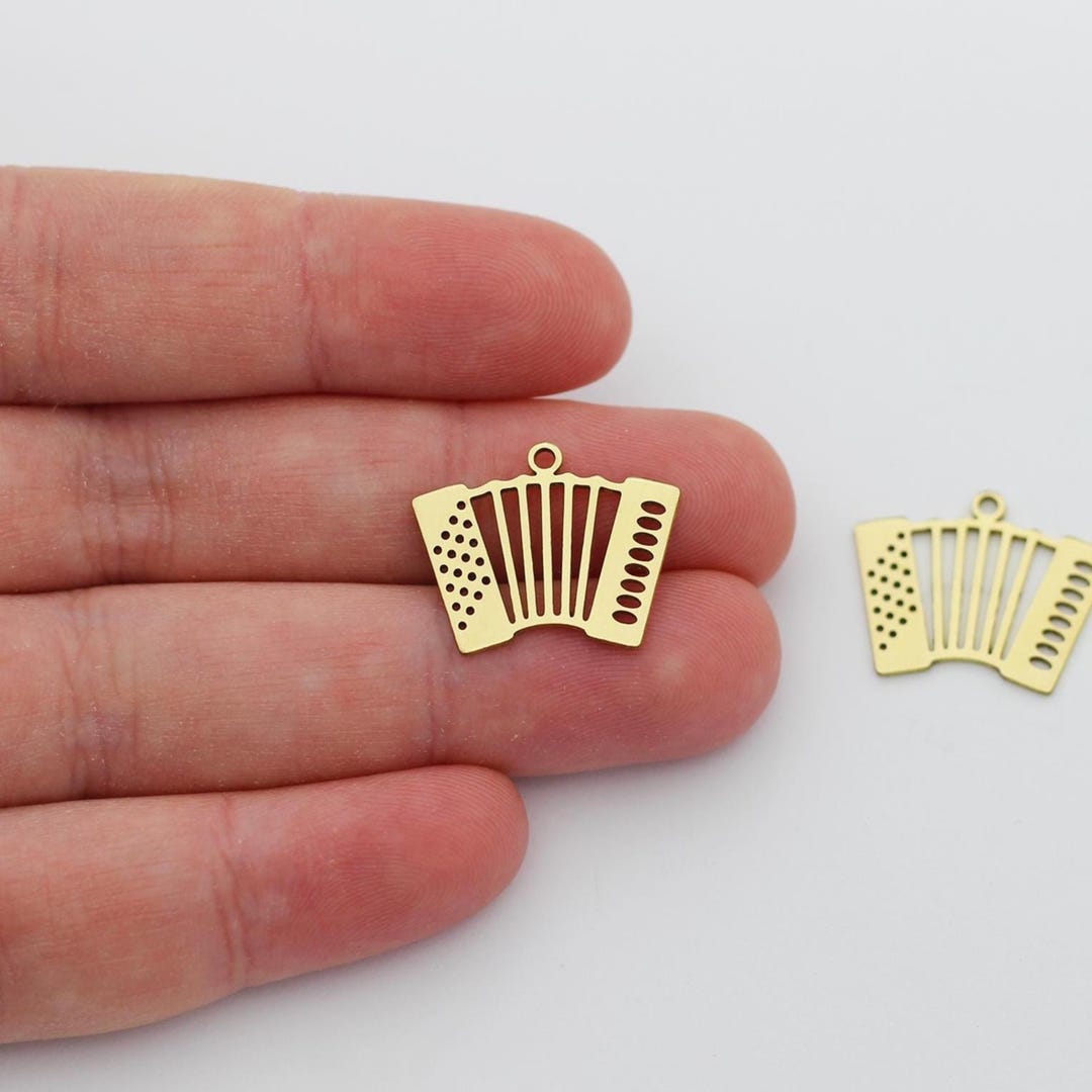 Raw Brass Accordion Charms, Tiny Musical Instrument Music Symbols ...