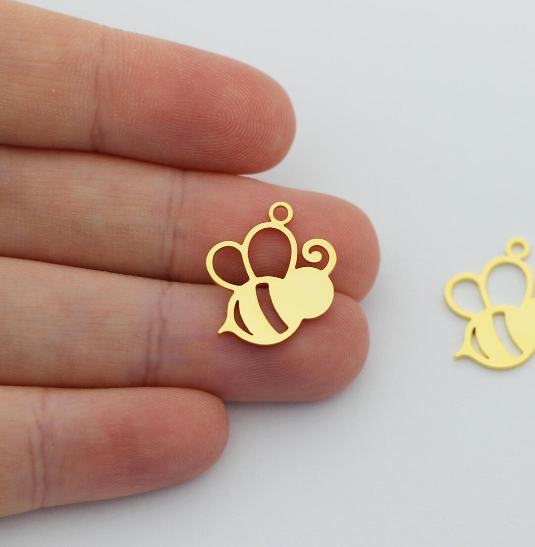 24K Gold Bee Charms, Flutter Bee Charms, Bug Charms, Honeybee Charms ...