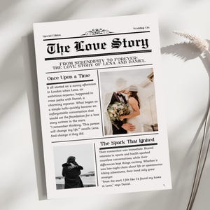Customizable Vintage Wedding Newspaper Template---a Love Story in Print ...