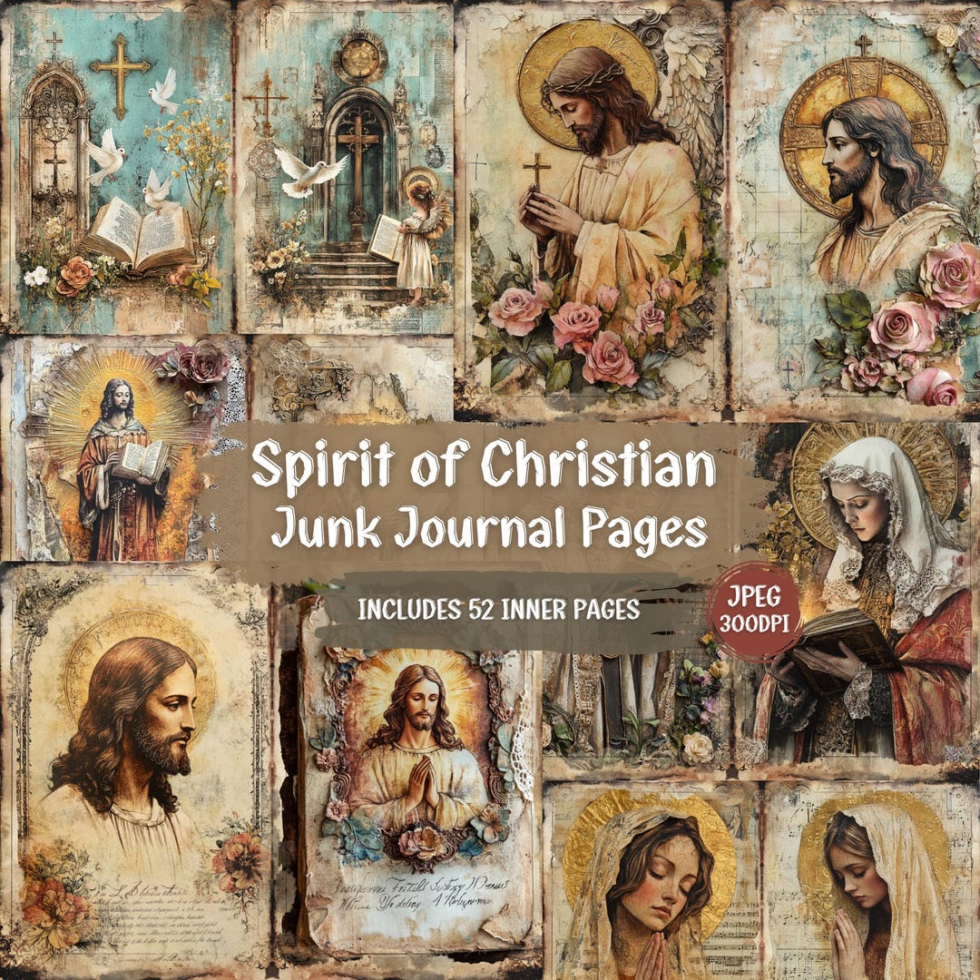 Vintage Christian Junk Journal Pages: Jesus Christ Ephemera (52 JPEG ...